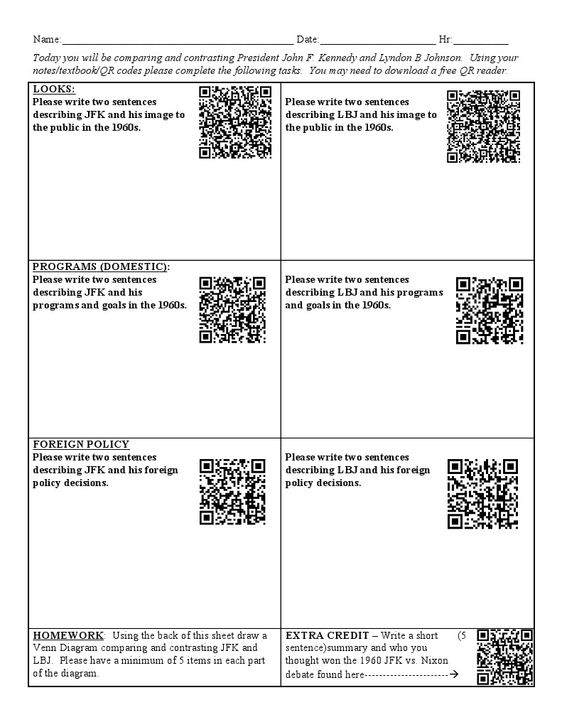 JFK Vs LBJ Chart Including QR Codes | PDF | Finance & Money Management ...