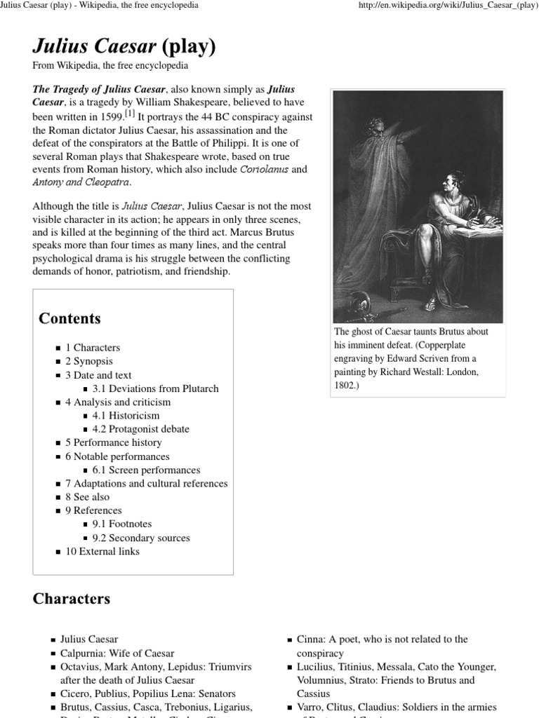 Julius Caesar (Play) - Wikipedia, The Free Encyclopedia PDF | PDF | History