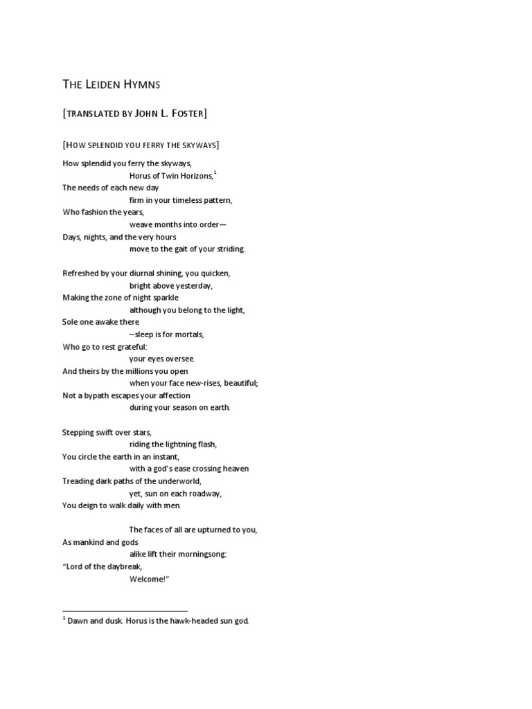 Leiden Hymns | PDF | Mythology | God