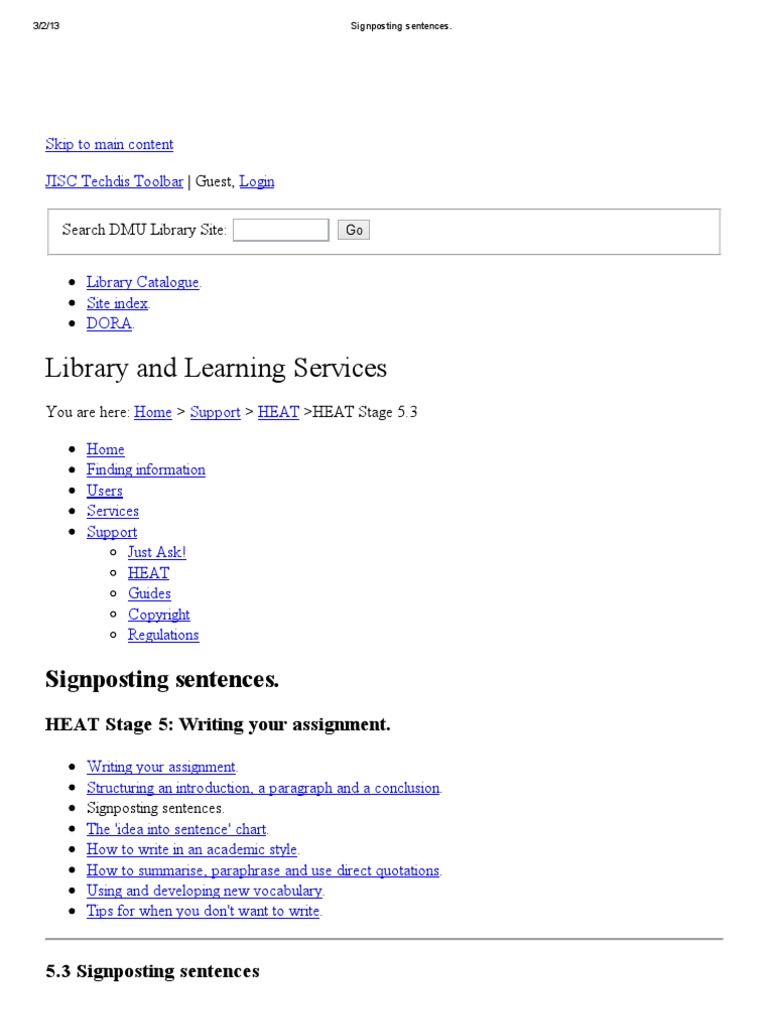 Signposting Sentences Ok | PDF | Essays | Paragraph