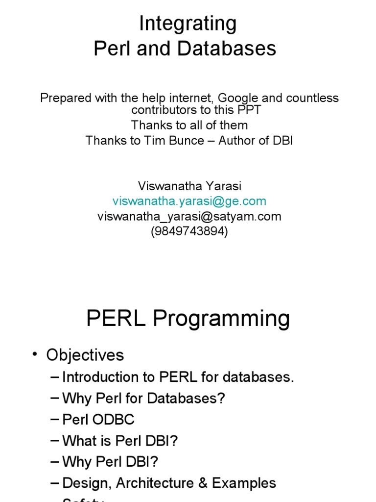 PERL Programming Database | PDF | Perl | Databases