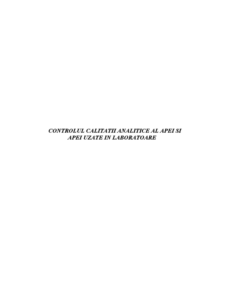 Controlul Calitatii Analitice Al Apei Si Apei Uzate in Laboratoare | PDF