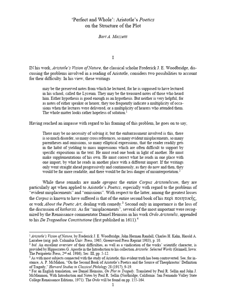 'Perfect and Whole': Aristotle's Poetics on the Structure of the Plot ...