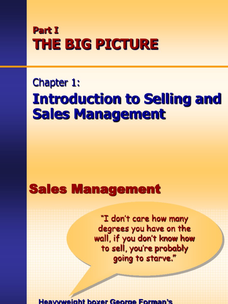 The Big Picture: Introduction To Selling and Sales Management | PDF ...