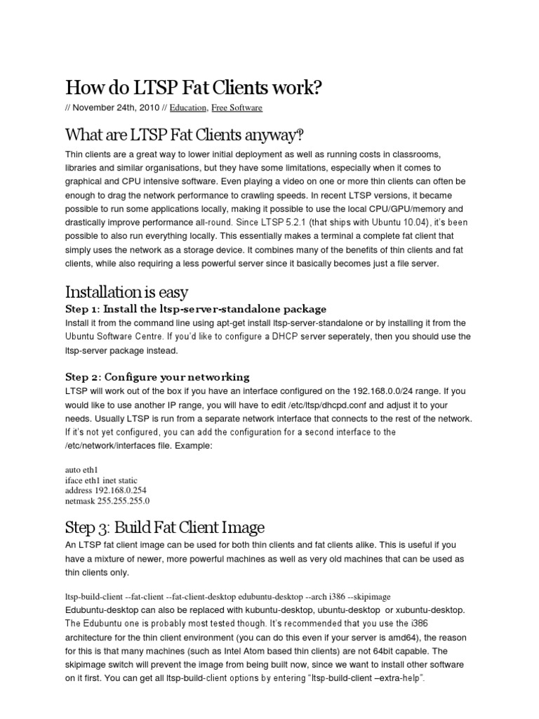 How Do LTSP Fat Clients Work | PDF | Computer Network | Areas Of ...