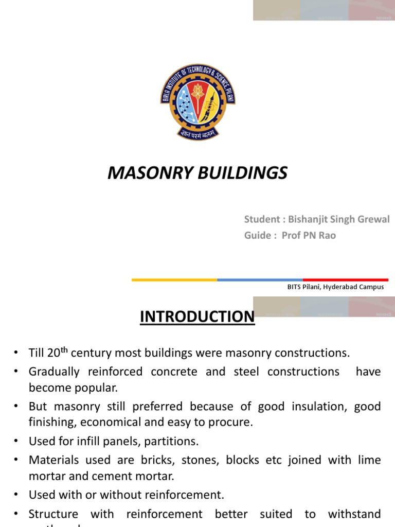 Masonry Construction in Earthquake Prone Areas | PDF | Masonry ...