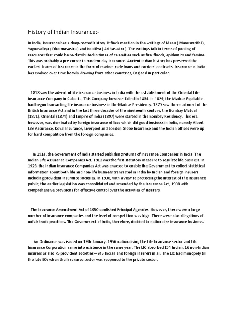 History of Indian Insurance | PDF | Insurance | Economies