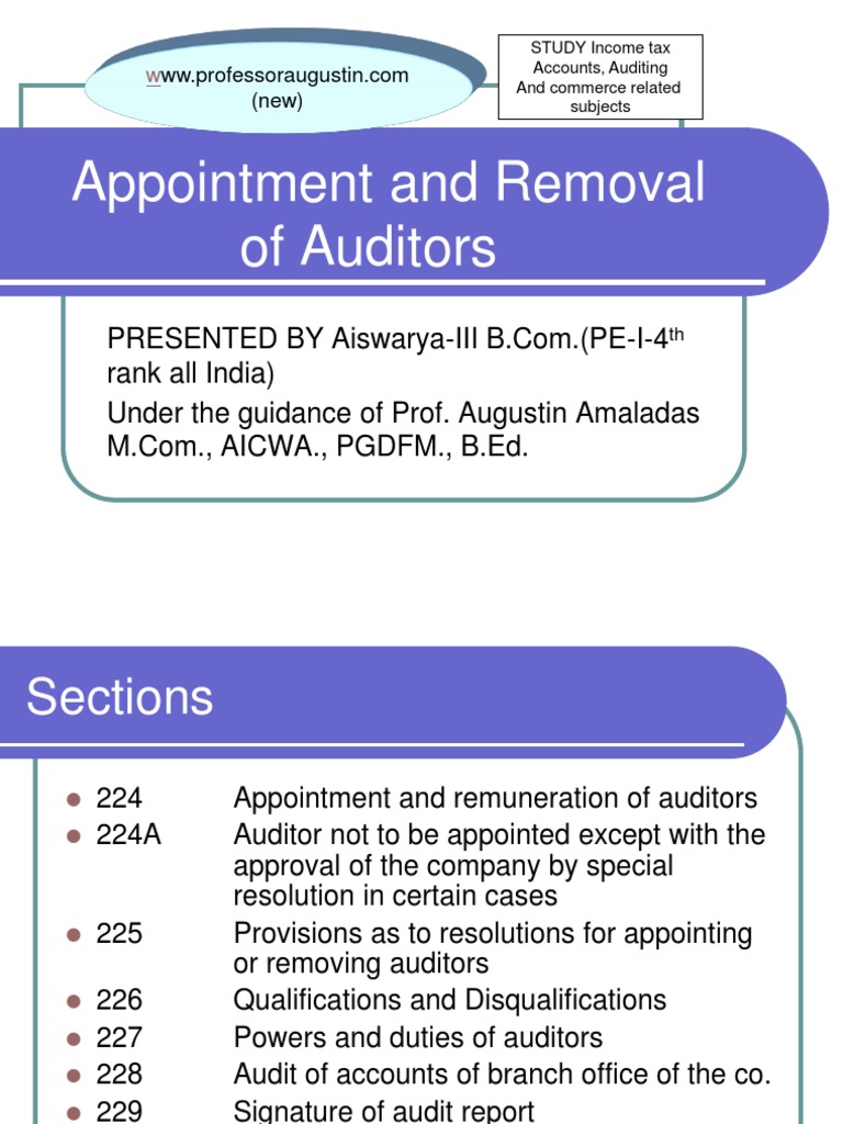 Auditor Appointment and Removal Guide | PDF | Accountant | Audit