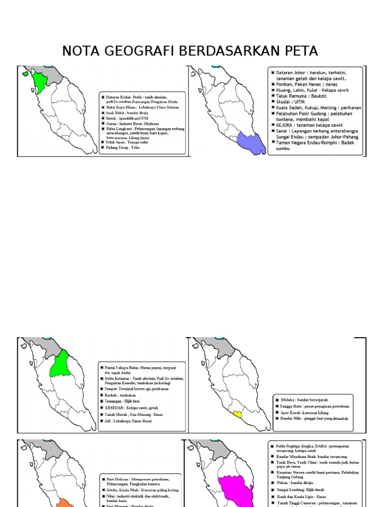 Nota Geografi Berdasarkan Peta Negeri-Negeri Malaysia | PDF