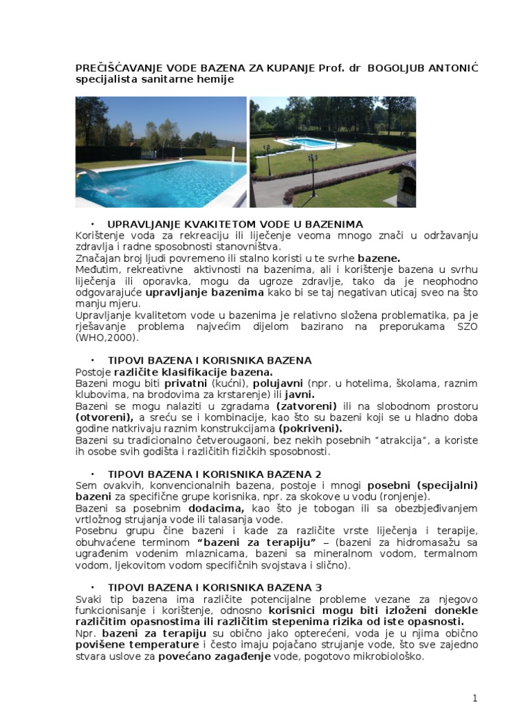 Preciscavanje Vode Bazena Za Kupanje | PDF