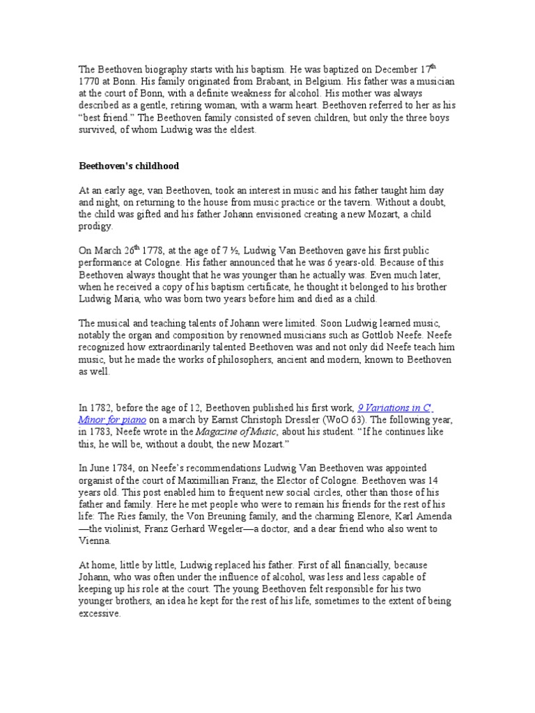 The Beethoven Biography | PDF | Ludwig Van Beethoven | Wolfgang Amadeus ...