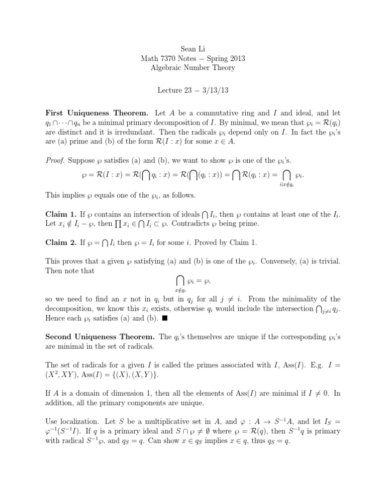 Math 7370-Lecture 23 | PDF