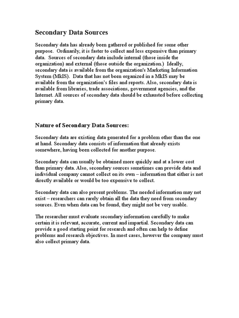 Secondary Data Sources | PDF