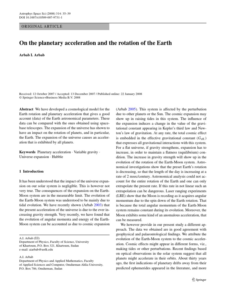 Planets Acceleration and Orbital Decay | PDF | Gravity | Orbit