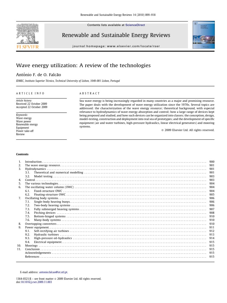 Wave Energy Technologies Review | PDF | Resonance | Sea