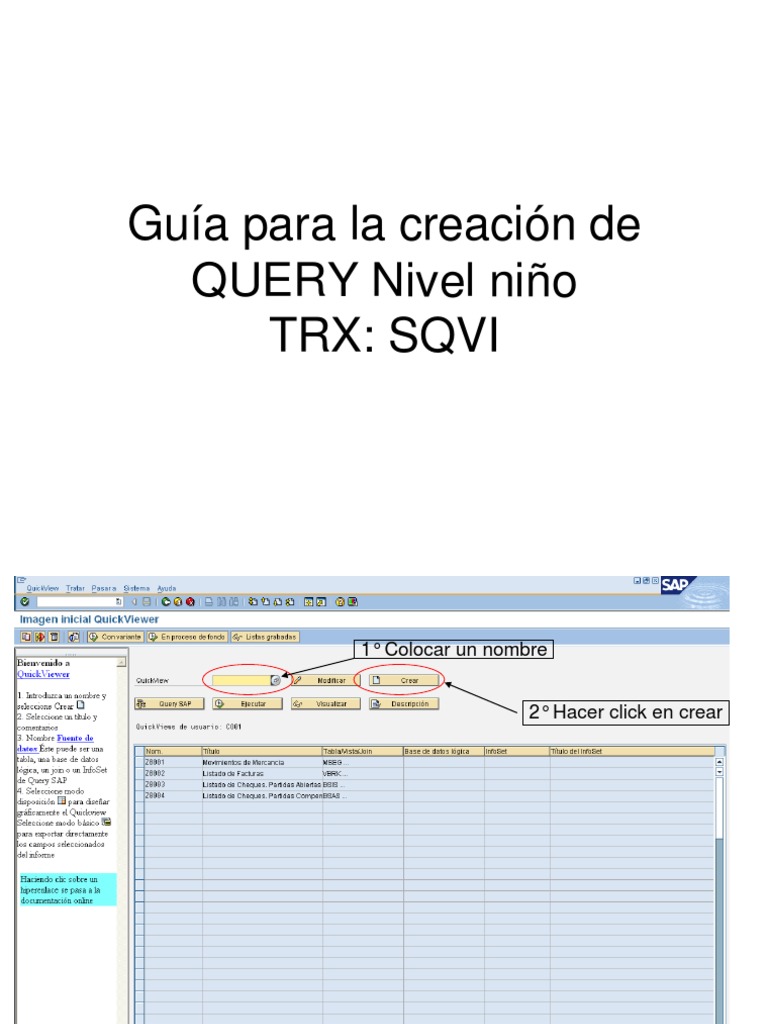 Creación de QUERY en SAP: Guía Paso a Paso | PDF | Informática