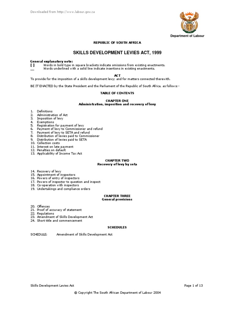 Act - Skills Development Levies | PDF | Income Tax | Taxes
