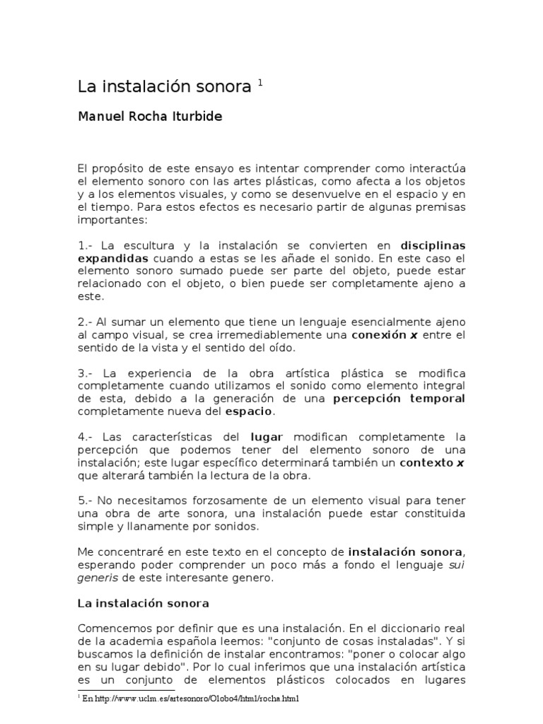 La Instalación Sonora. Manuel Rocha Iturbide | PDF | Sonido | Espacio