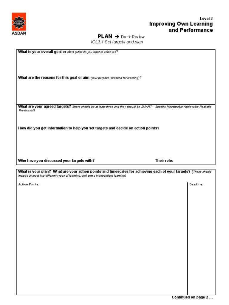 Improving Own Learning and Performance Plan | Download Free PDF | Goal ...