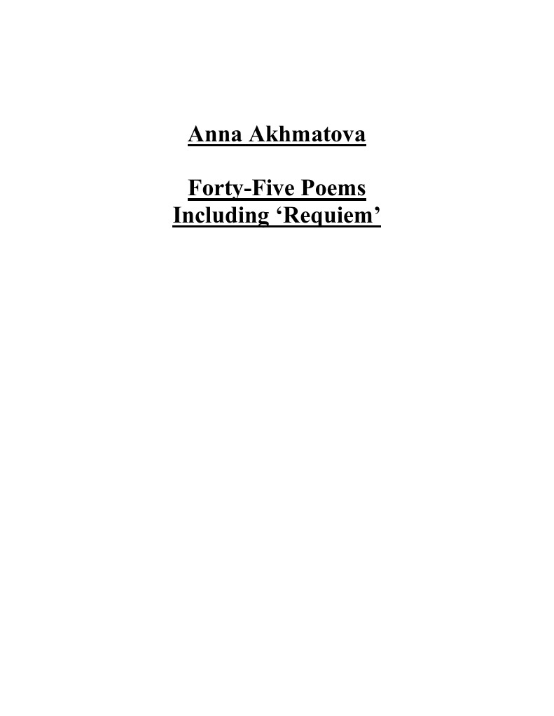 Akhmatova, Anna - 45 Poems With Requiem PDF | PDF | Nature