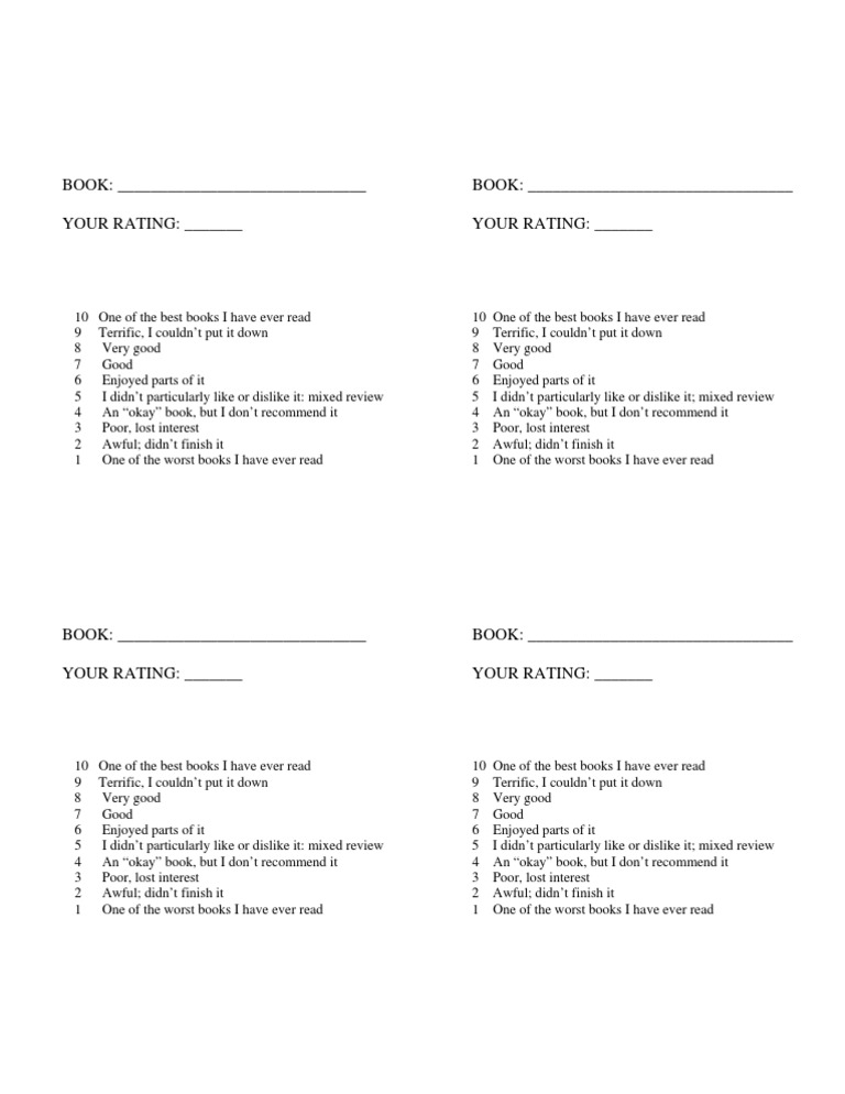 Book Club Rating Sheet | PDF