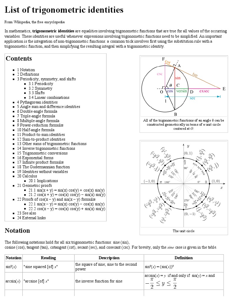All trignometric Formula's | Trigonometric Functions | Sine