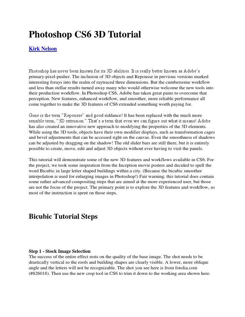 Photoshop CS6 3D Tutorial | PDF | Adobe Photoshop | Texture Mapping