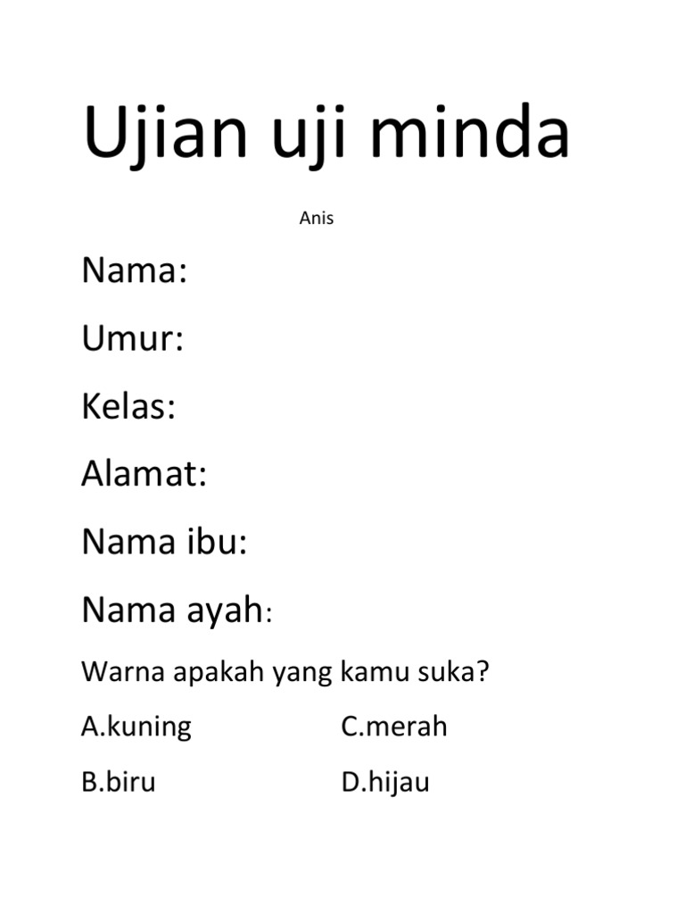 Ujian Uji Minda | PDF