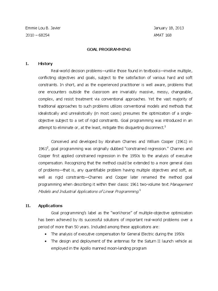 Goal Programming | PDF | Linear Programming | Mathematical Optimization
