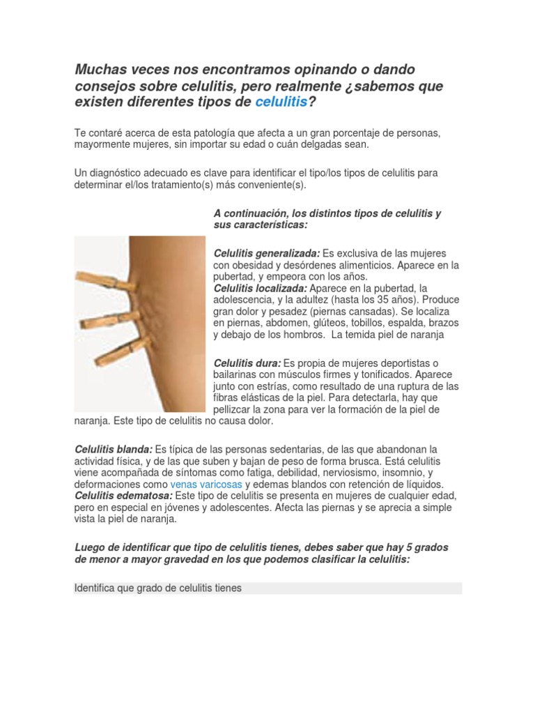 Tipos y grados de celulitis explicados | PDF | Relaciones personales ...
