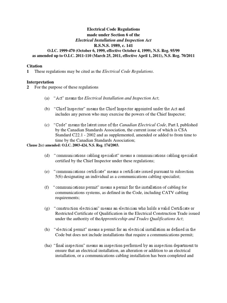 Electrical Code Regulations PDF | PDF | Electrician | Electrical Wiring