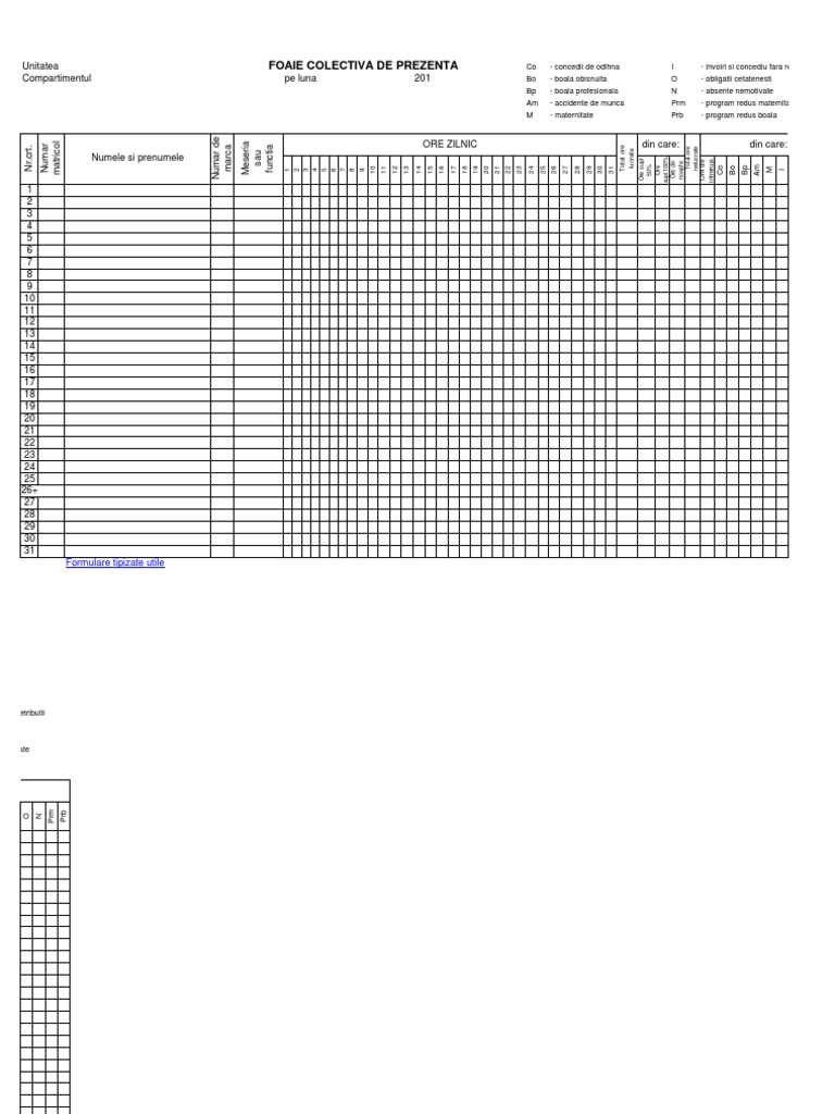 Foaie Colectiva de Prezenta