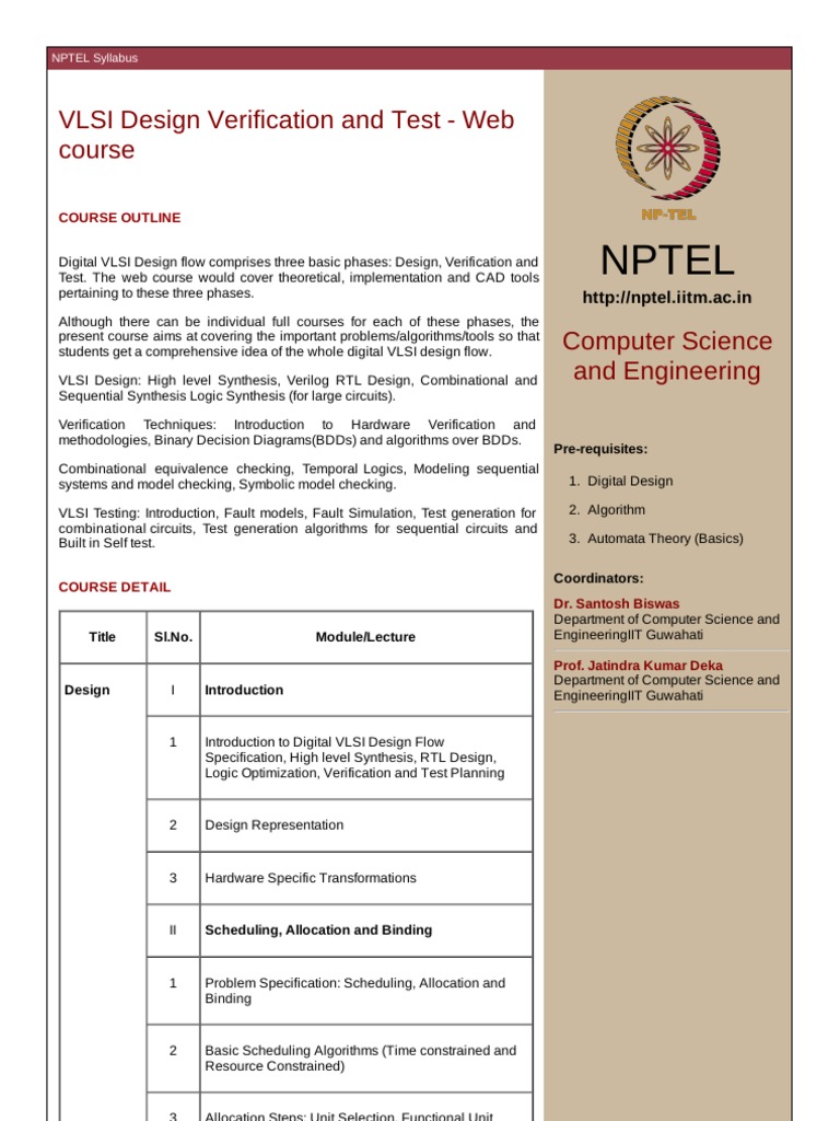(IIT Guwahati) VLSI Design Verification and Test | PDF | Formal ...