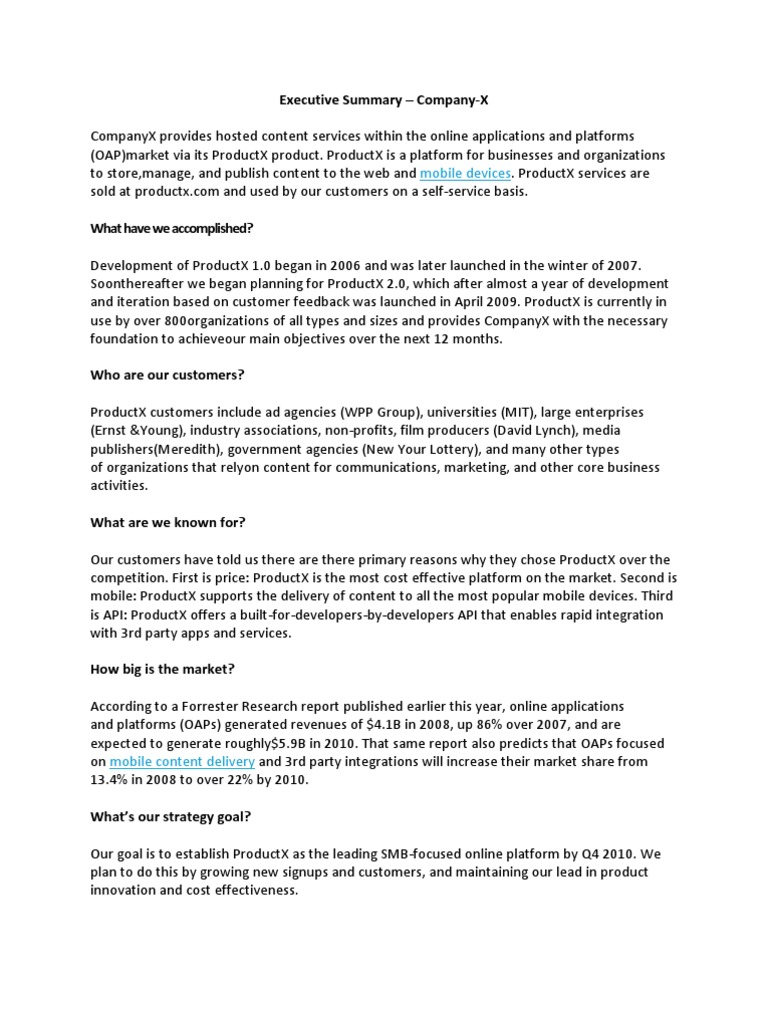 Executive Summary | Application Software | Web Application