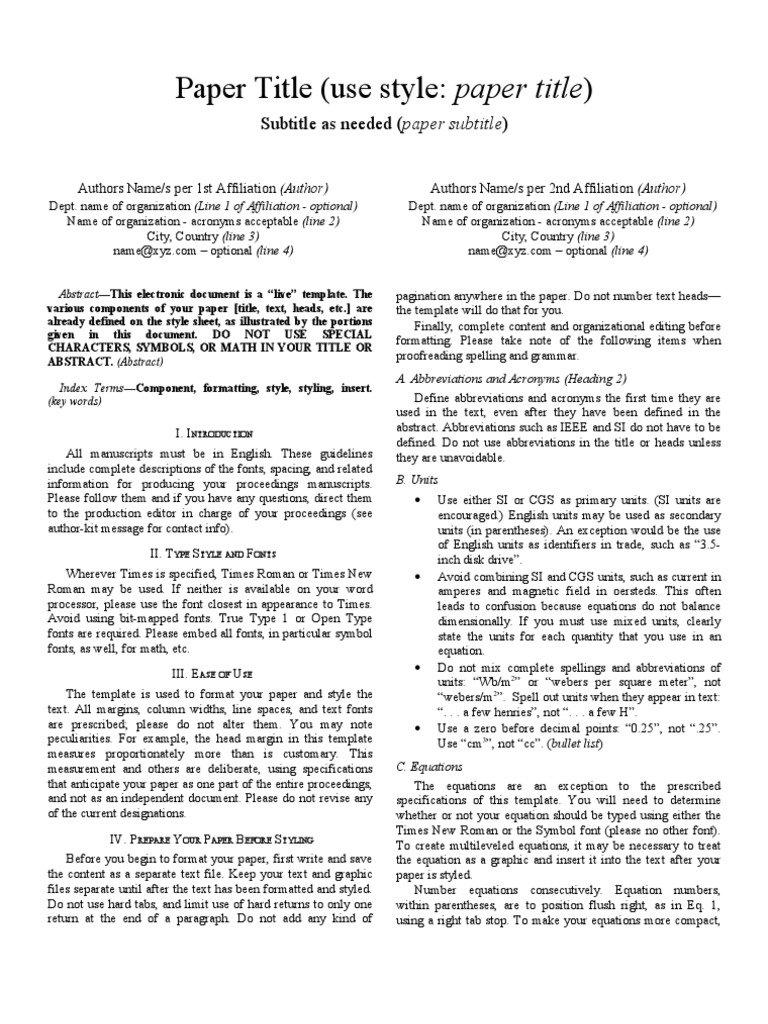 Paper Title (Use Style: Paper Title) : Subtitle As Needed (Paper ...