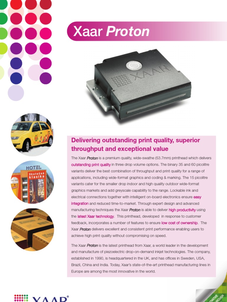 Xaar Datasheet Proton Issue5 Lo | PDF | Ink | Reliability Engineering