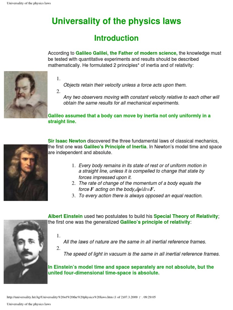 Universality of The Physics Laws | PDF | Special Relativity | Inertia