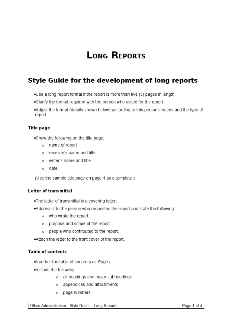 Guidelines for Developing Effective Long-Form Reports: Recommendations ...