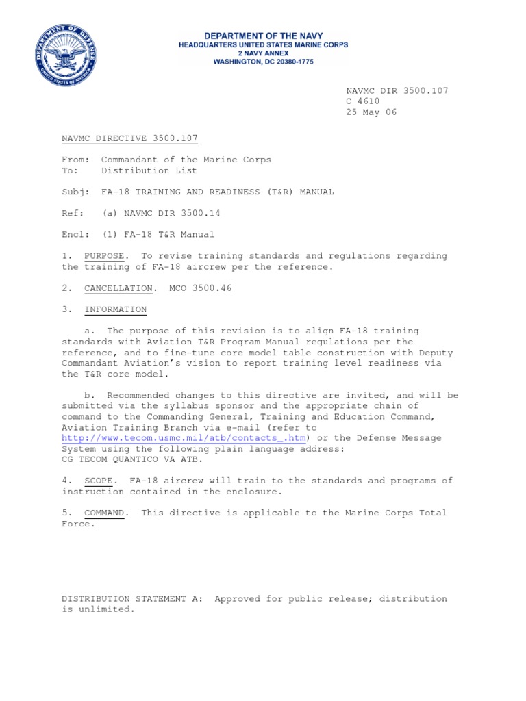 NAVMC DIR 3500.107 | Marine Air Ground Task Force | Close Air Support