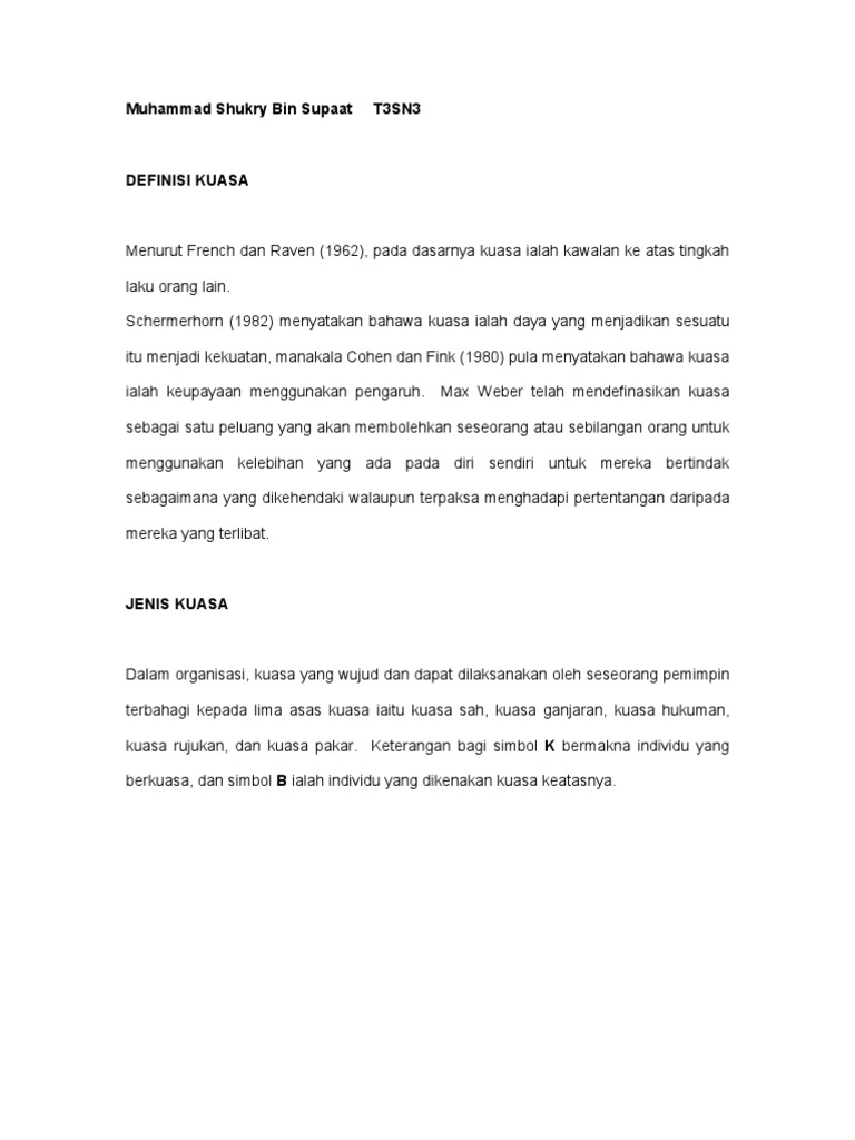 5 Jenis Kuasa Dalam Kepimpinan | PDF