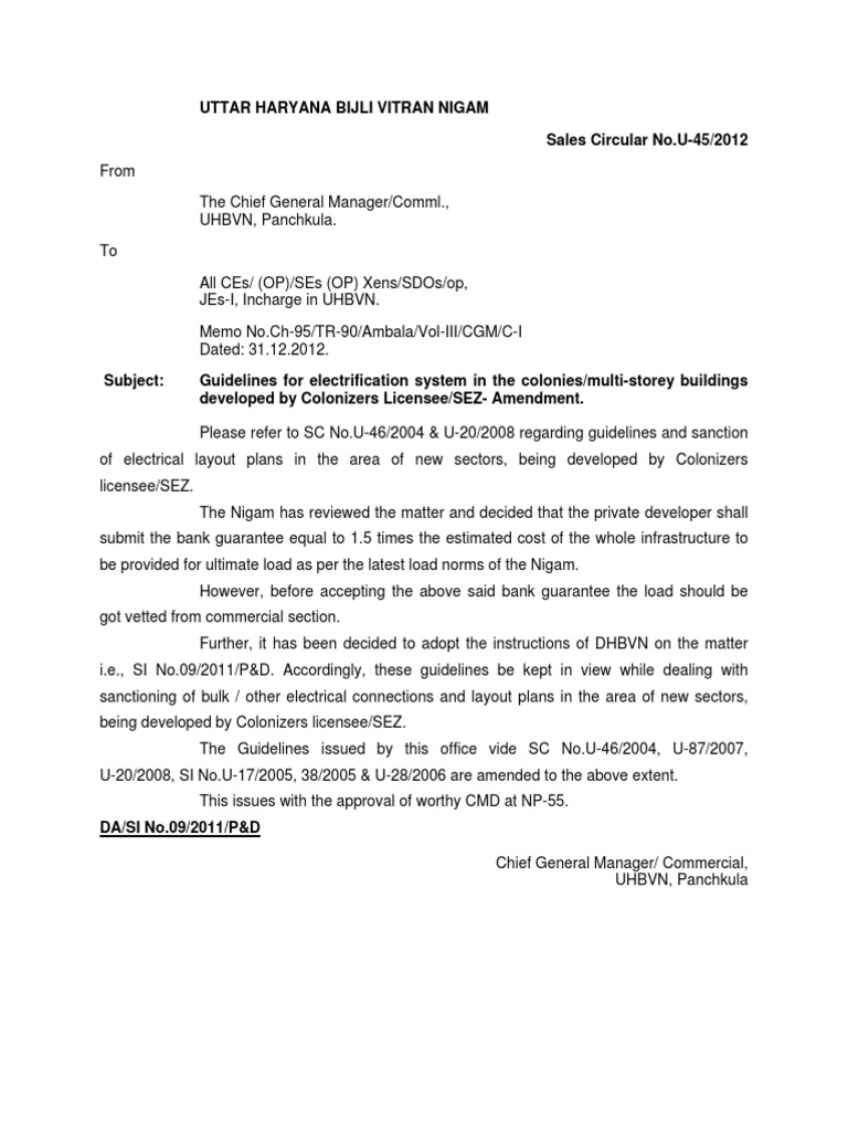 UHBVN Load Calculation Guidelines | PDF | Electrical Substation | Cable