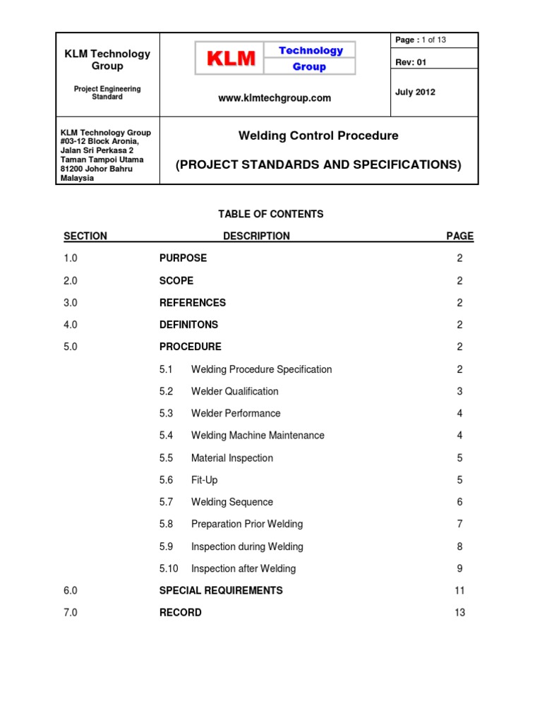Project Standards and Specifications Welding Control Procedure Rev01web ...