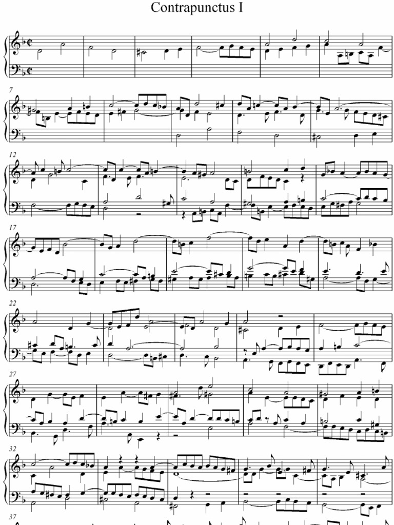J S Bach - Art of The Fugue BWV 1080 Contrapunctus I - Piano Score | PDF