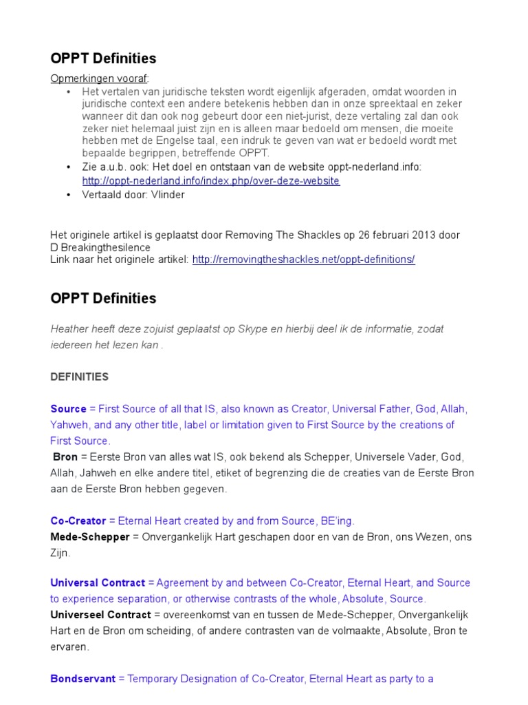 OPPT Definities | PDF