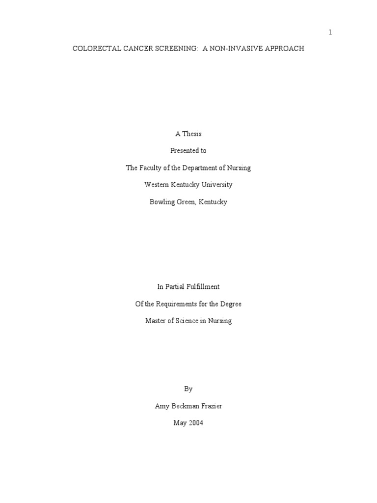 Colorectal Cancer Screening - A Non-Invasive Approach | PDF ...