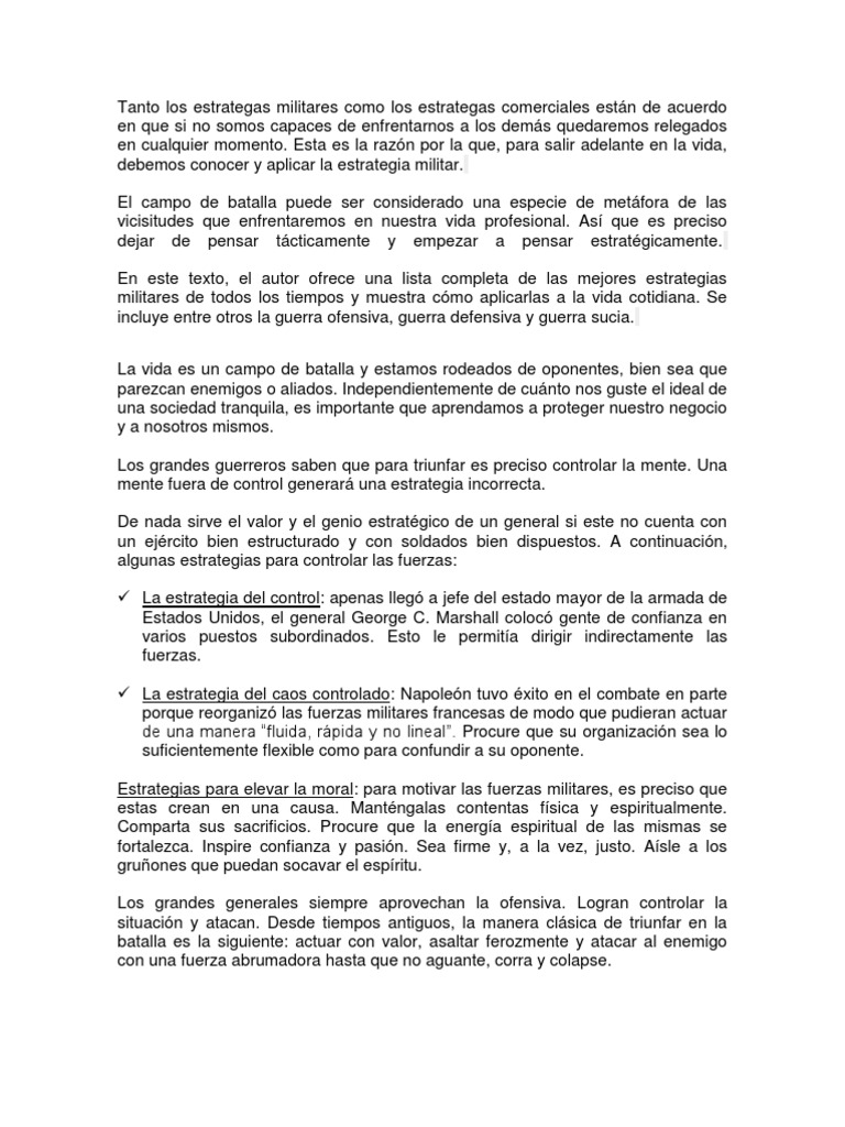 Resumen Las 33 Estrategias de La Guerra | PDF | Estrategia militar ...