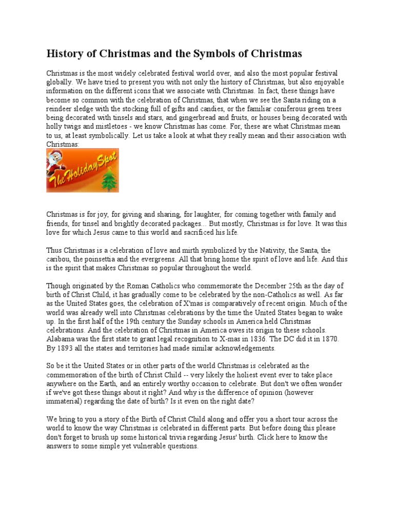 History of Christmas and The Symbols of Christmas | PDF | Christmas ...