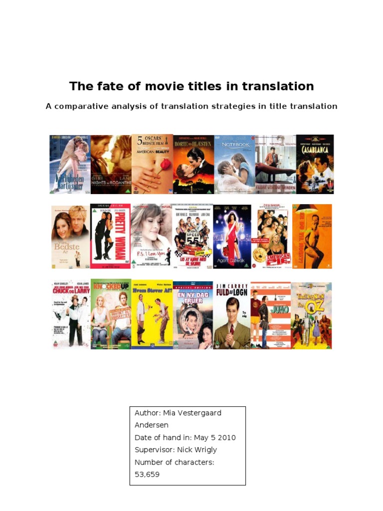 Analyzing Translation Strategies and Genre Patterns in Movie Title ...