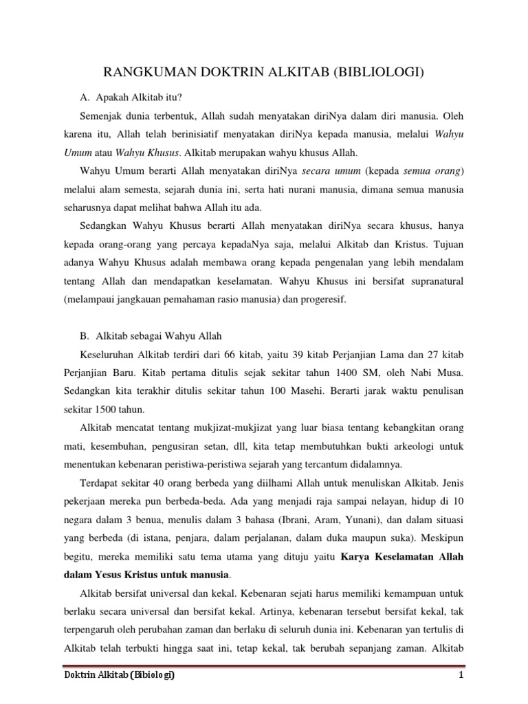 Rangkuman Doktrin Alkitab | PDF