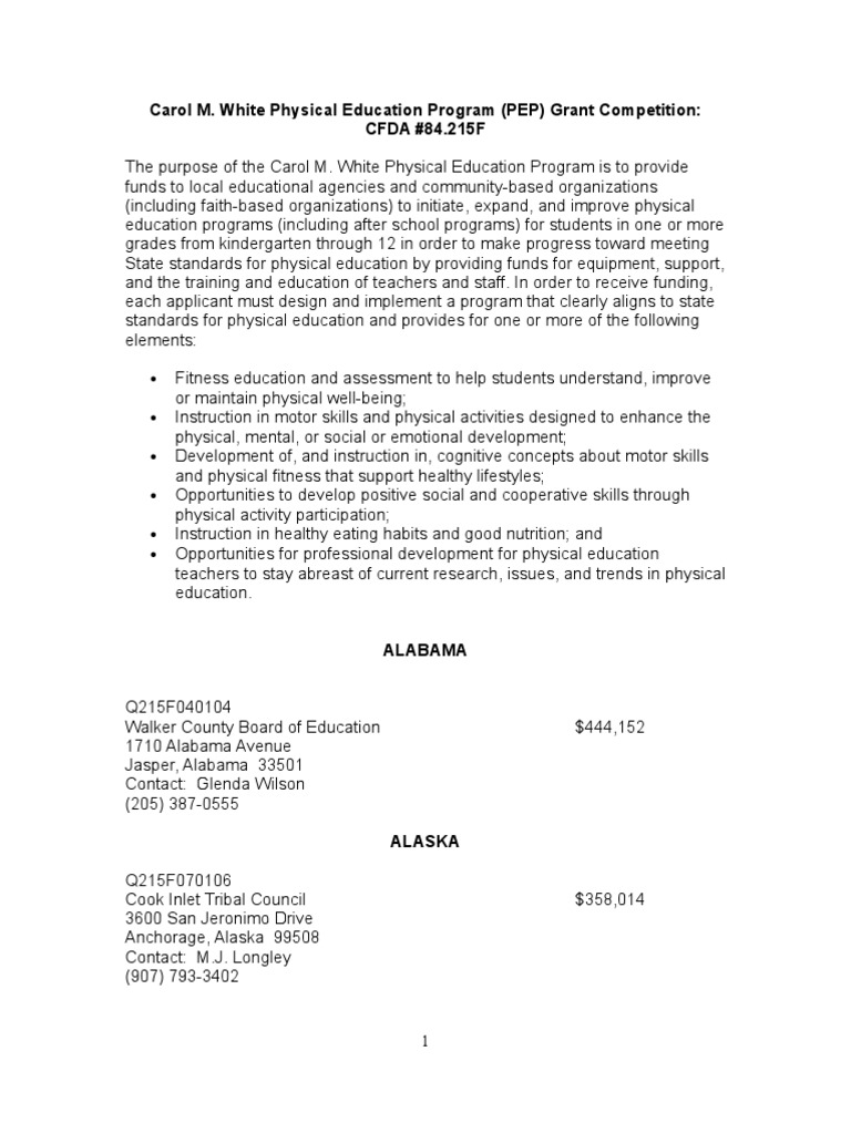 PEP Grant: Boosting School Fitness | PDF